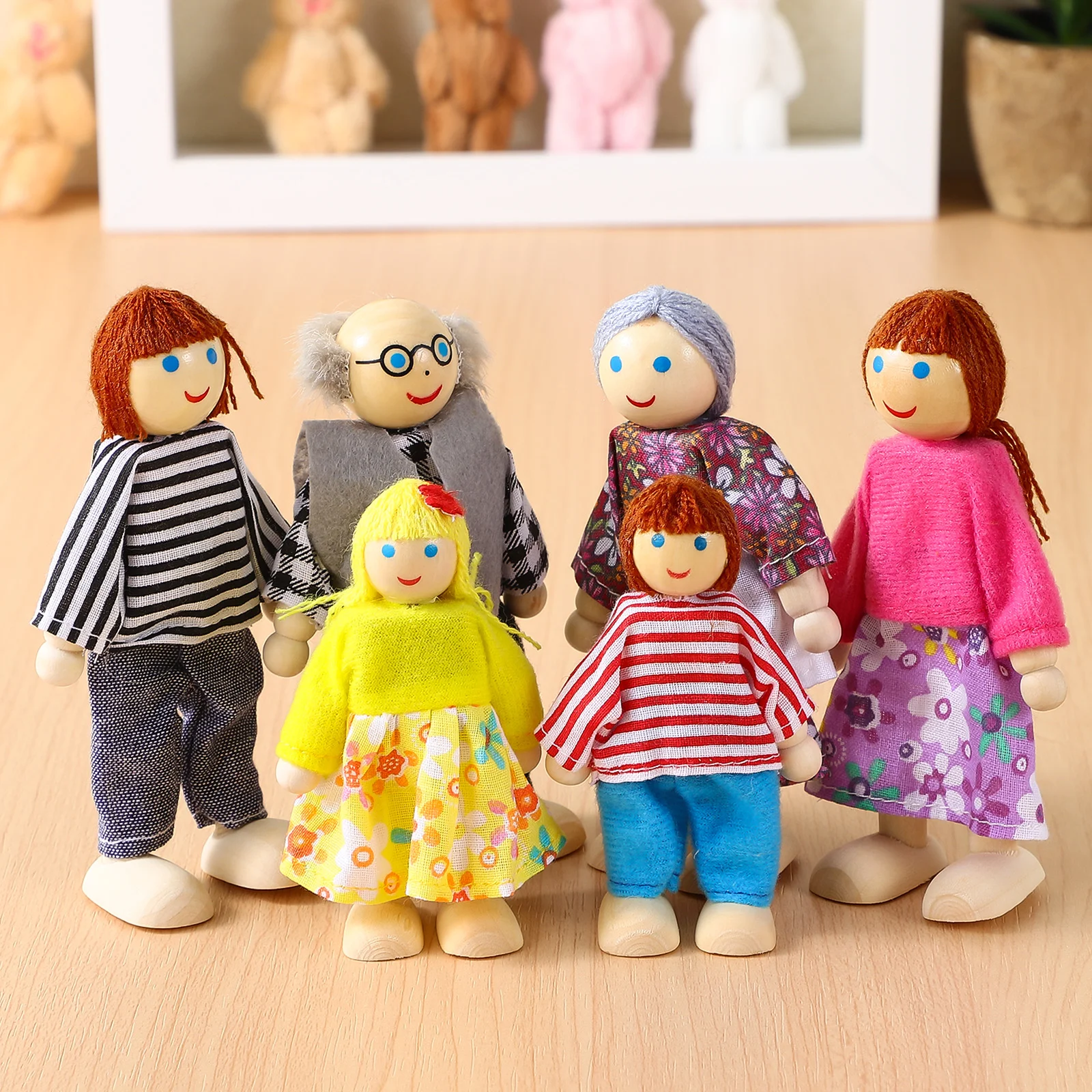 6-7pcs-Family-Member-Dolls-Wooden-Puppet-Toys-Kids-Pretend-Play-Toys ...