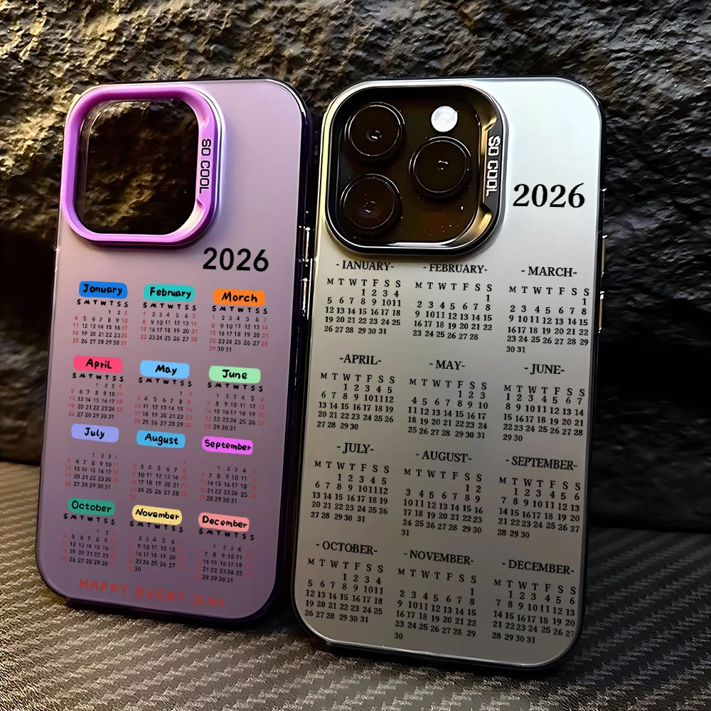 Happy New Year 2026 Calendar Phone Case For iPhone 17 16 15 14 13 12 11 ...