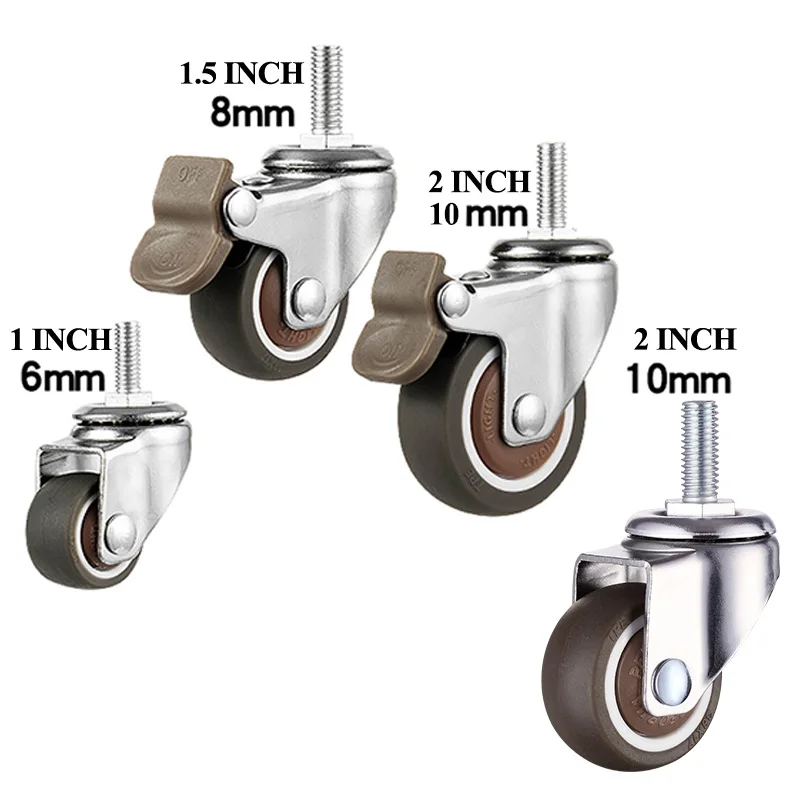 4pcs-Small-Caster-Wheels-1-2-Inch-Screw-Soft-Rubber-Furniture-Castor ...