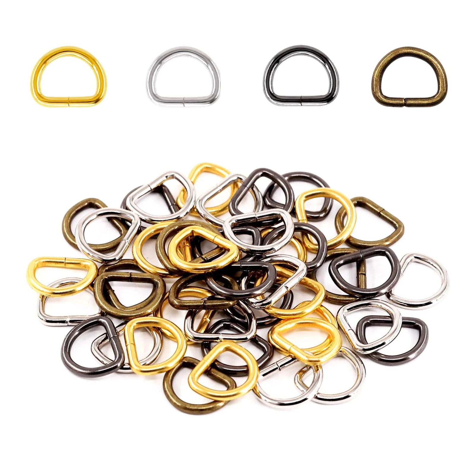 120Pcs-1-2-Inch-13mm-4-Colors-Multi-Purpose-Metal-D-Ring-Semi-Circular ...