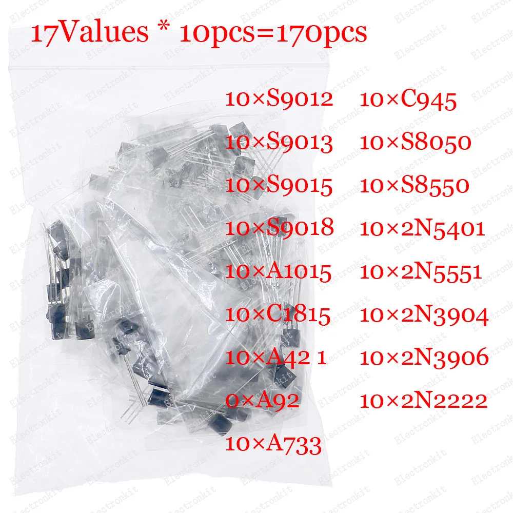 170pcs-lot-17value-Transistor-Kit-pack-TO-92-S9013-S9014-S9015-S9018 ...