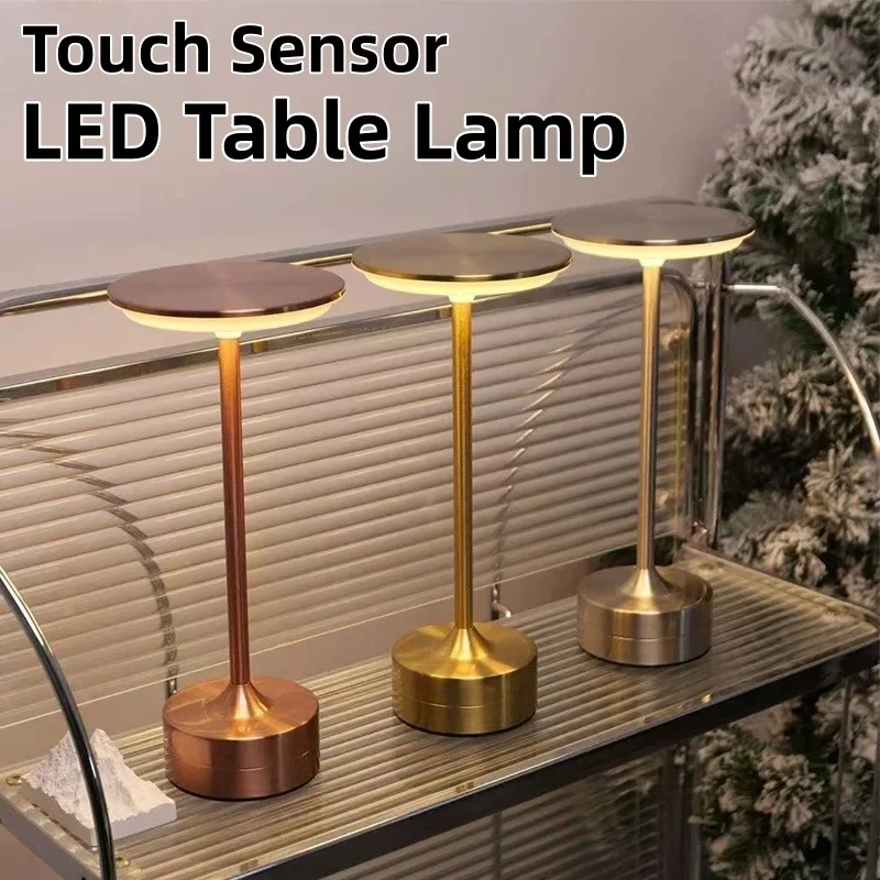 LED Table Lamp Touch Sensor Night Light USB Rechargeable Dimmable ...
