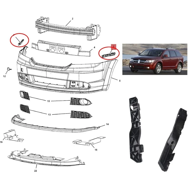 Front-Bumper-Support-Bracket-Left-Right-Side-For-Dodge-Journey-2009 ...