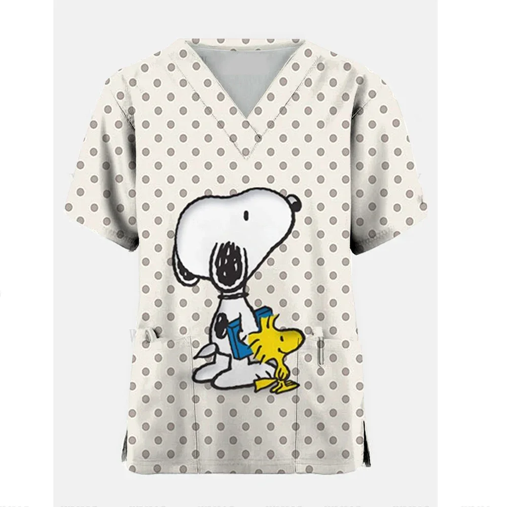 Clinic-Hospital-Nurse-Working-PEANUTS-Snoopy-Print-T-shirt-Womens-V ...