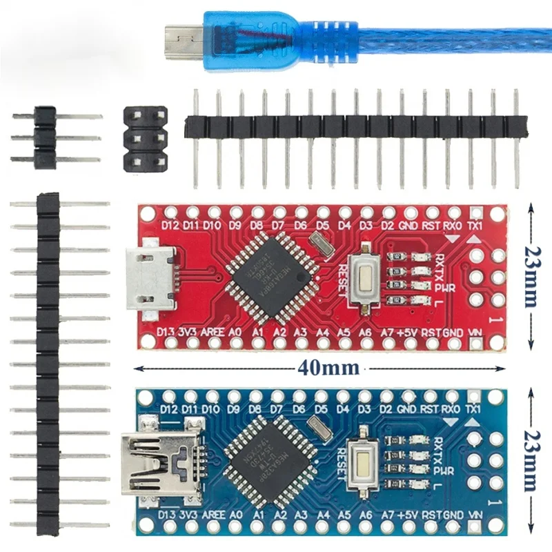 1pcs Azul/Preto/Vermelho ATMEGA328/168P Nano V3.0 controlador NANO V3 compatível nano CH340 USB ...