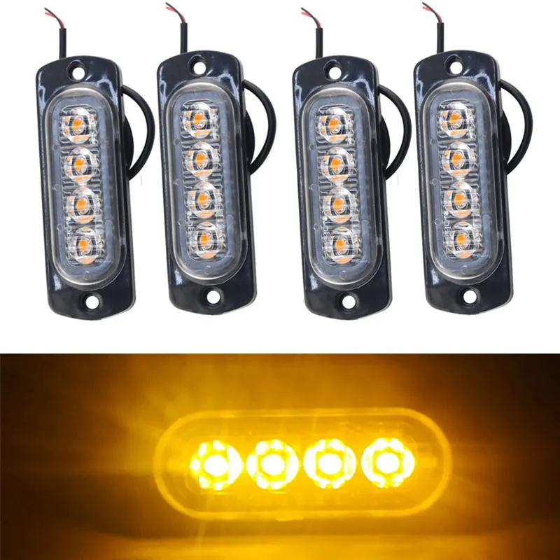 4x-4LED-Car-Warning-Light-Grill-Breakdown-Emergency-Light-Car-Truck ...