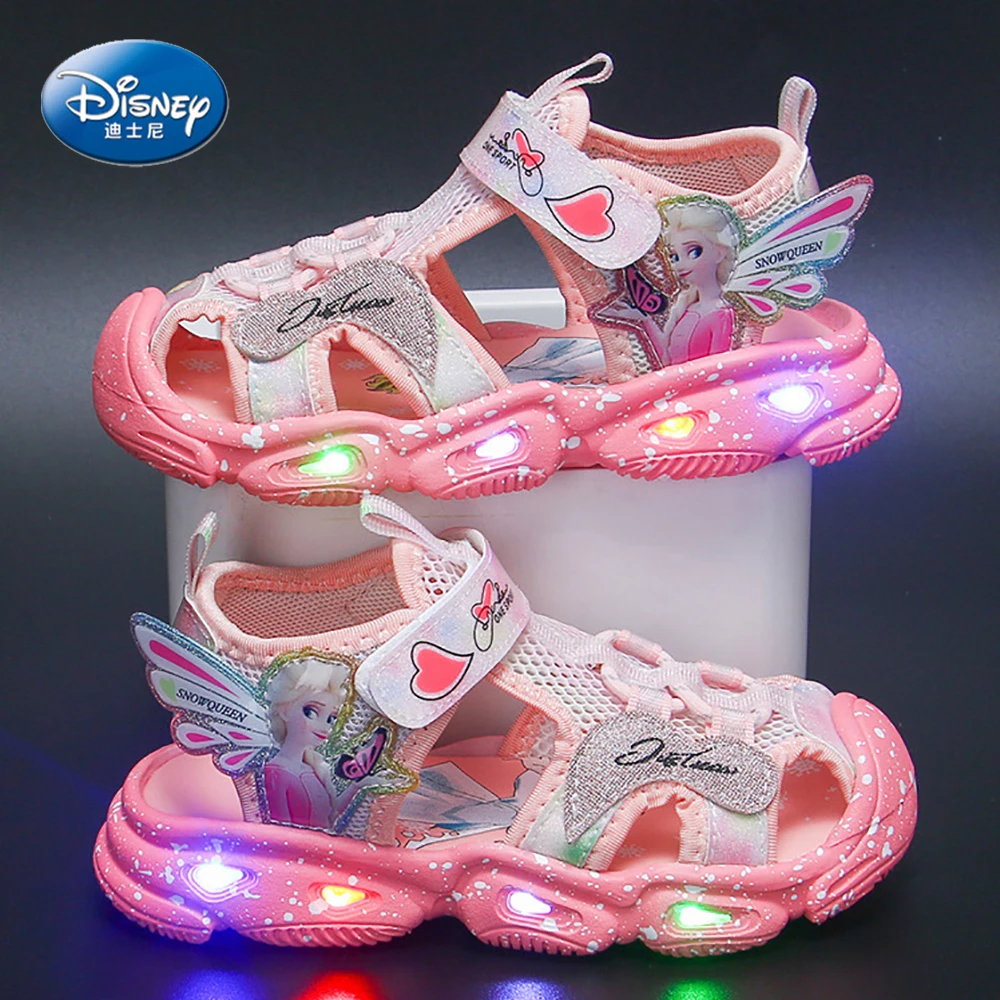 Disney Girls Fashion Sandals With Led Light For Summer Kids Lovely Elsa ...