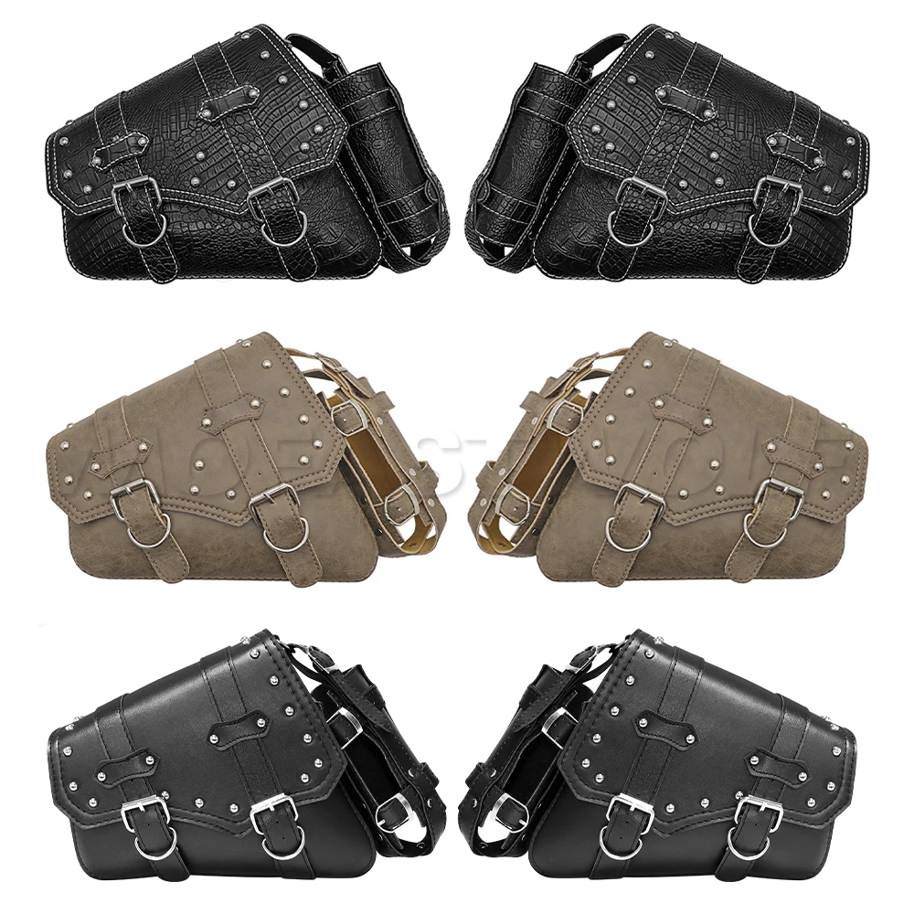Vintage Motorcycle Side SaddleBag Luggage And Bottle Holder PU Leather ...