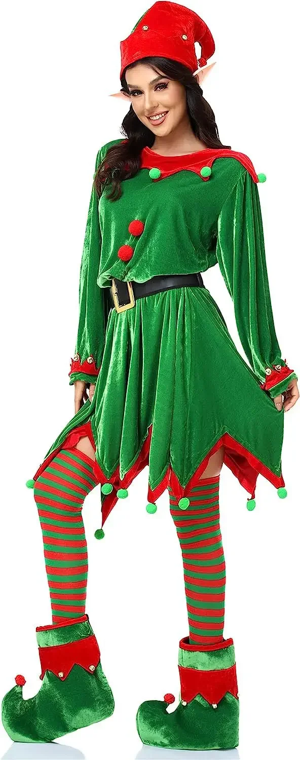 Conjunto-de-disfraz-de-elfo-de-Navidad-para-ni-as-y-mujeres-incluye ...