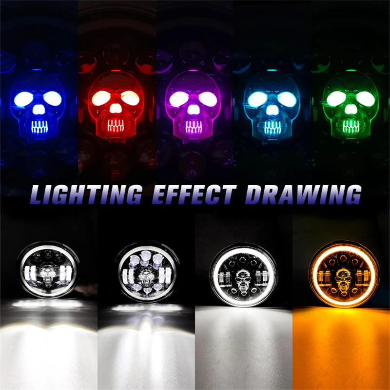 Multicolor-Skull-Led-Bar-60W-Led-Lights-12V-24V-Car-Headlight-Auto-Off ...