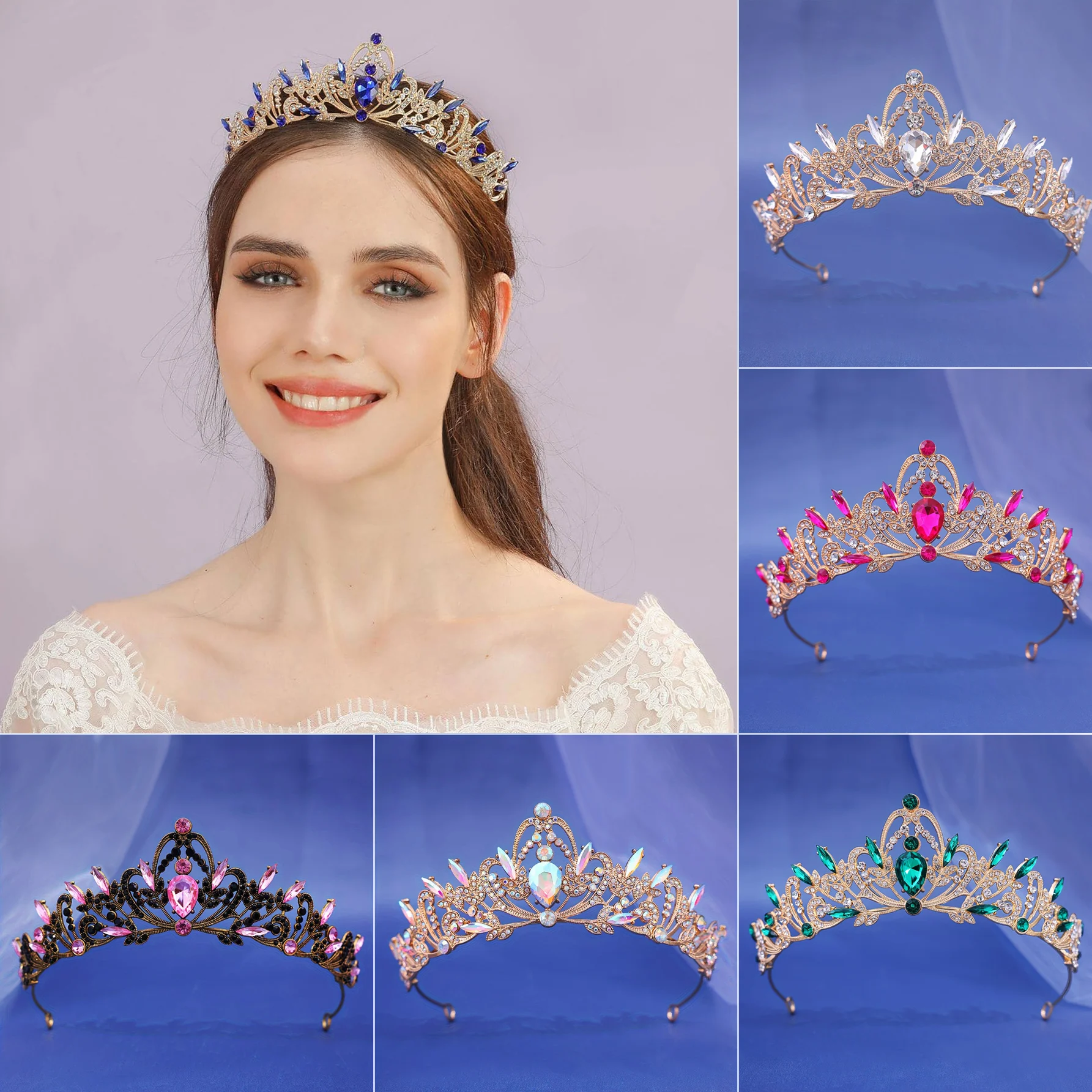 Baroque Crystal Tiaras And Crowns Vintage Rhinestone Princess Prom ...