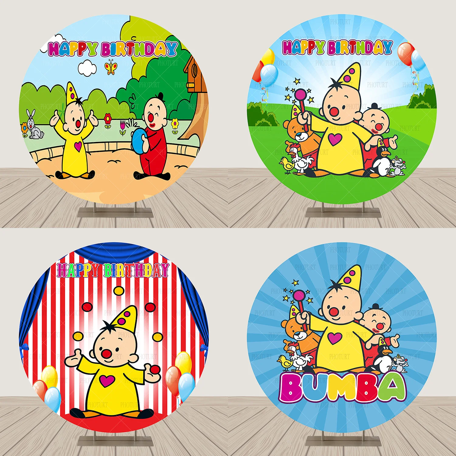 Round Custom Bumba Background Kids Birthday Party Backdrop Circus Tent ...