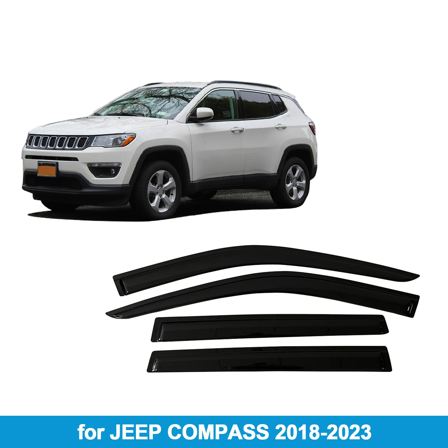 Window Visor for JEEP COMPASS 2017-2025 MK2-MP-552 Rain Guard Side Vent ...