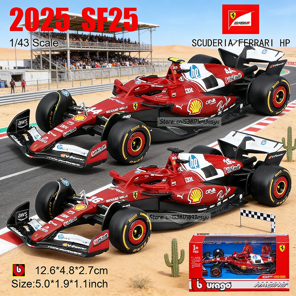 Bburago 1:43 2025 F1 Ferrari SF25 # 16 Charles Leclerc # Modelo de ...