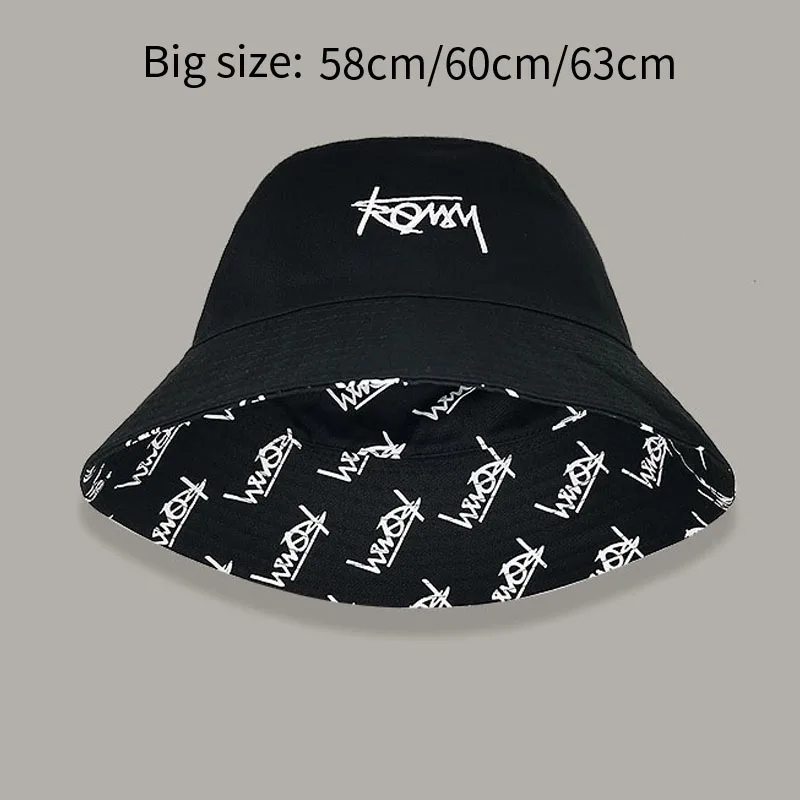 Big-Head-XL-Size-Letter-Bucket-Hat-for-Men-Double-Sided-Women-Floral ...