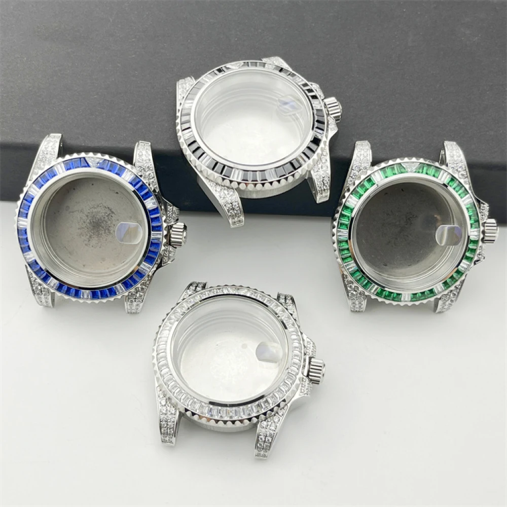 NH35-Case-40-5MM-Rainbow-Ring-Diamond-Sapphire-Glass-Watch-Case-for ...