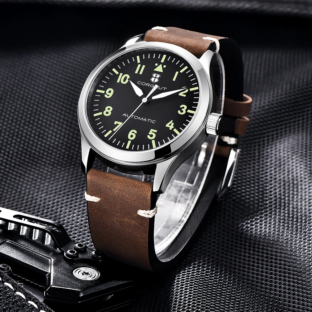 Corgeut-Reloj-de-pulsera-de-cuero-para-hombre-cron-grafo-mec-nico-de ...