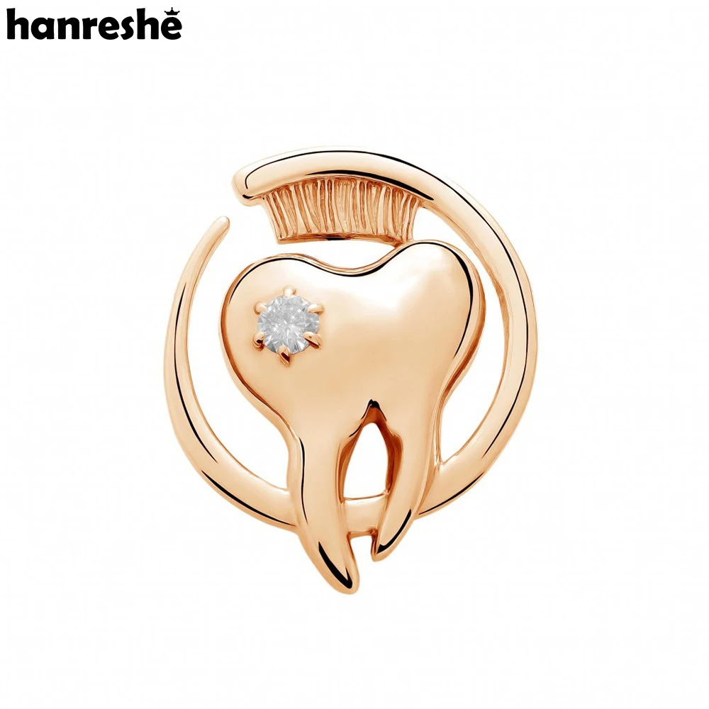Hanreshe Creative Tooth Dentist Crystal Brooch Pins Caring Teeth ...