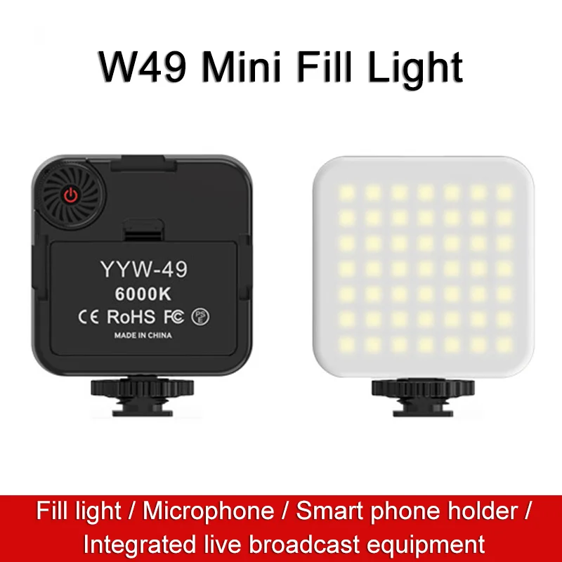 6000K Mini Portable Battery LED Video Lamp With 3 Cold Shoe Vlog Fill ...