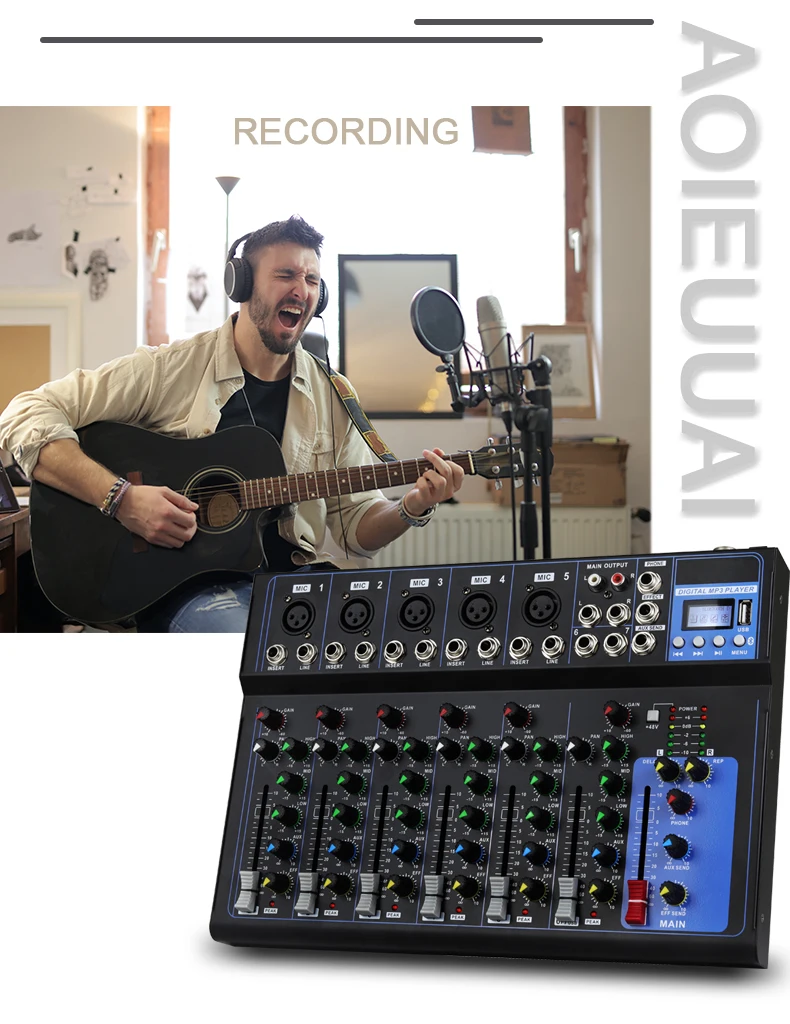 Mezclador de Audio profesional, consola de DJ Digital portátil de 4/7 ...