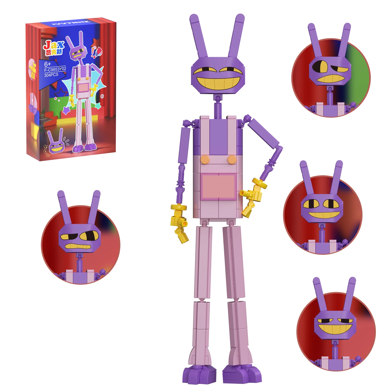 BuildMoc-Anime-Circus-Troup-Jax-Building-Block-Cute-Cartoon-Rabbit ...