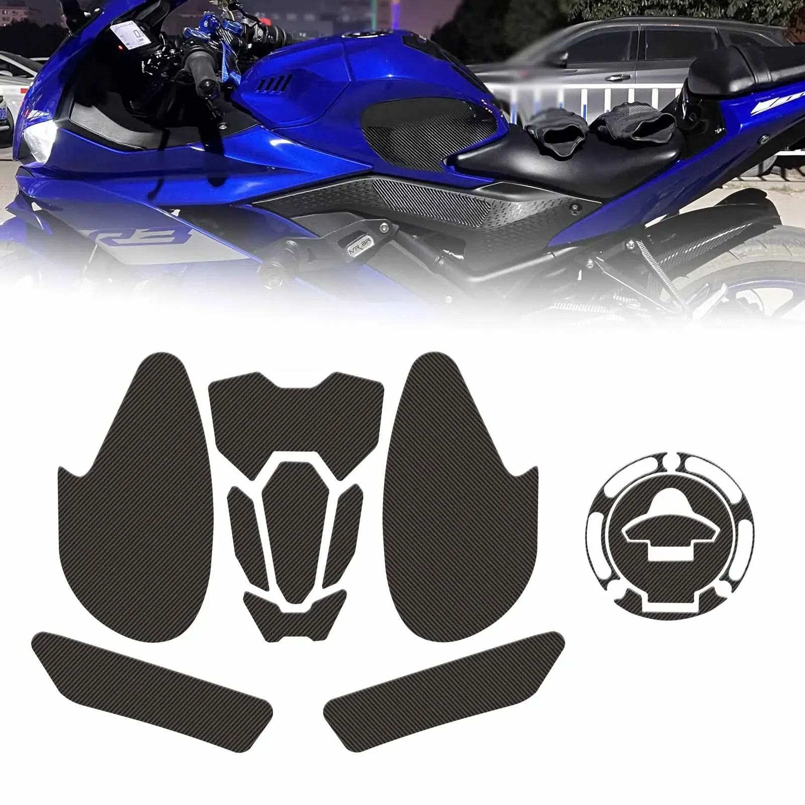 YZF-R3-Motorcycle-Anti-Slip-Fuel-Tank-Pads-Gas-Knee-Grip-Traction ...