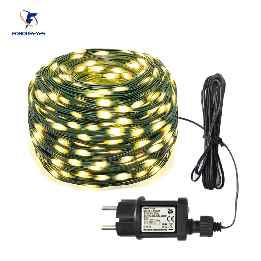 50M 100M LED String Lights Green Wire Fairy Lights Warm White Garland ...