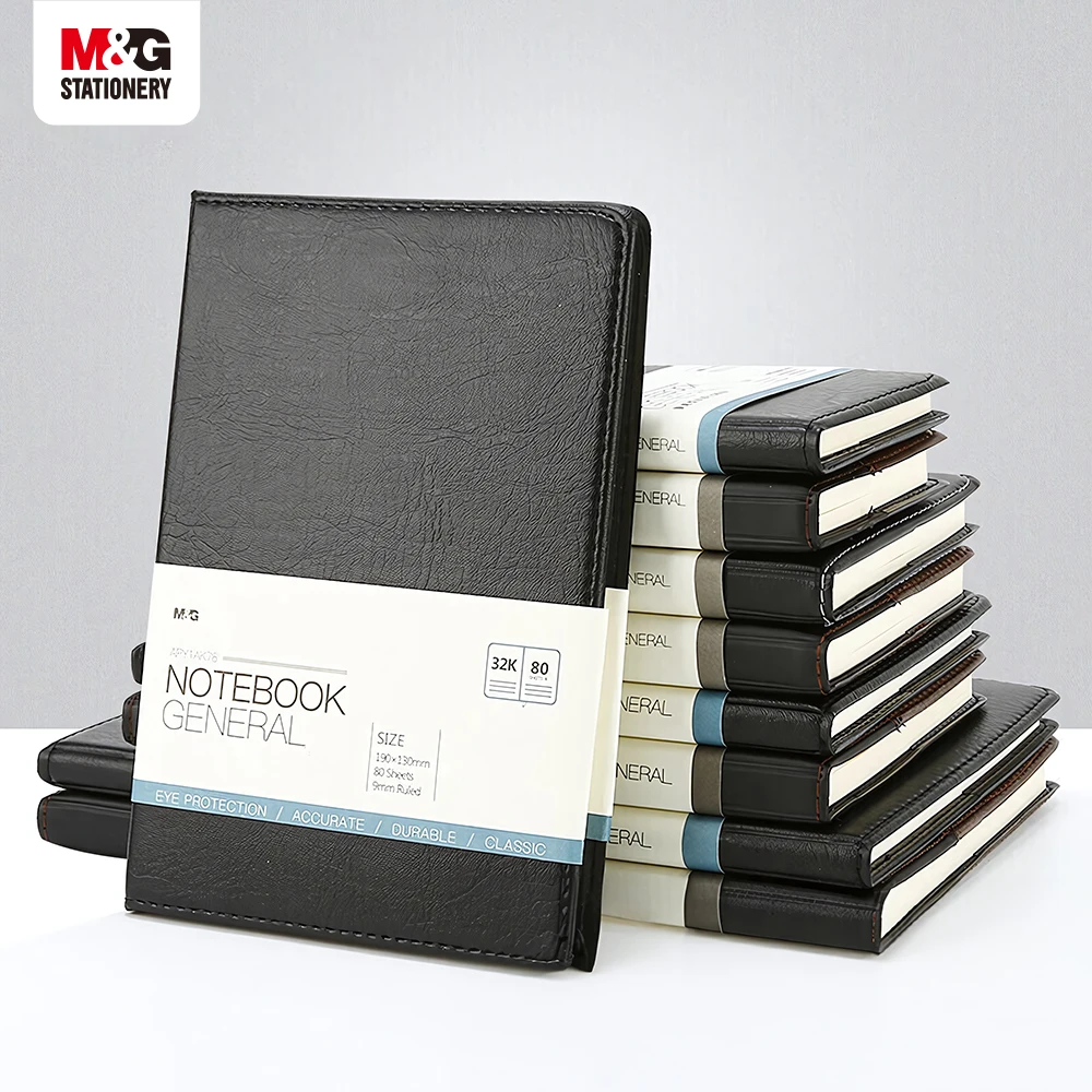 M-G-80-Pages-Black-Office-Notebooks-Meeting-Leather-bound-Notebooks ...