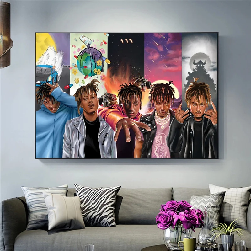Juice Wrld Poster Rap Hip Hop Music Star Art Canvas Painting Print Wall ...