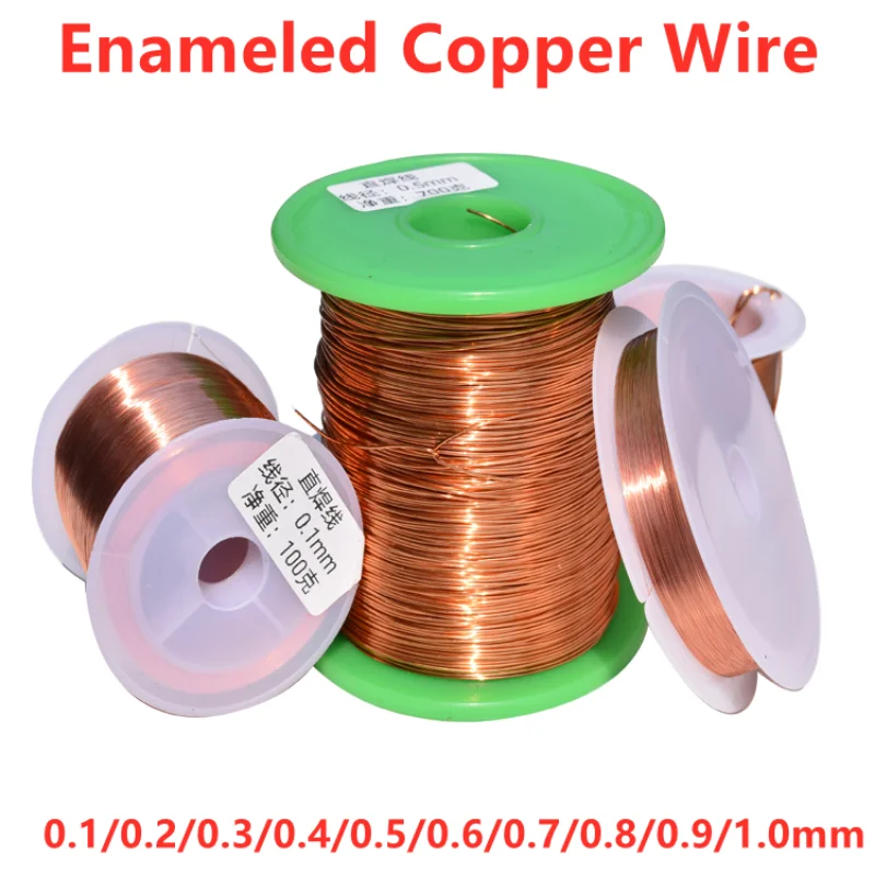 Rollo de Cable de cobre resistente al calor, alambre magnético esmaltado, bobina de alambre de ...