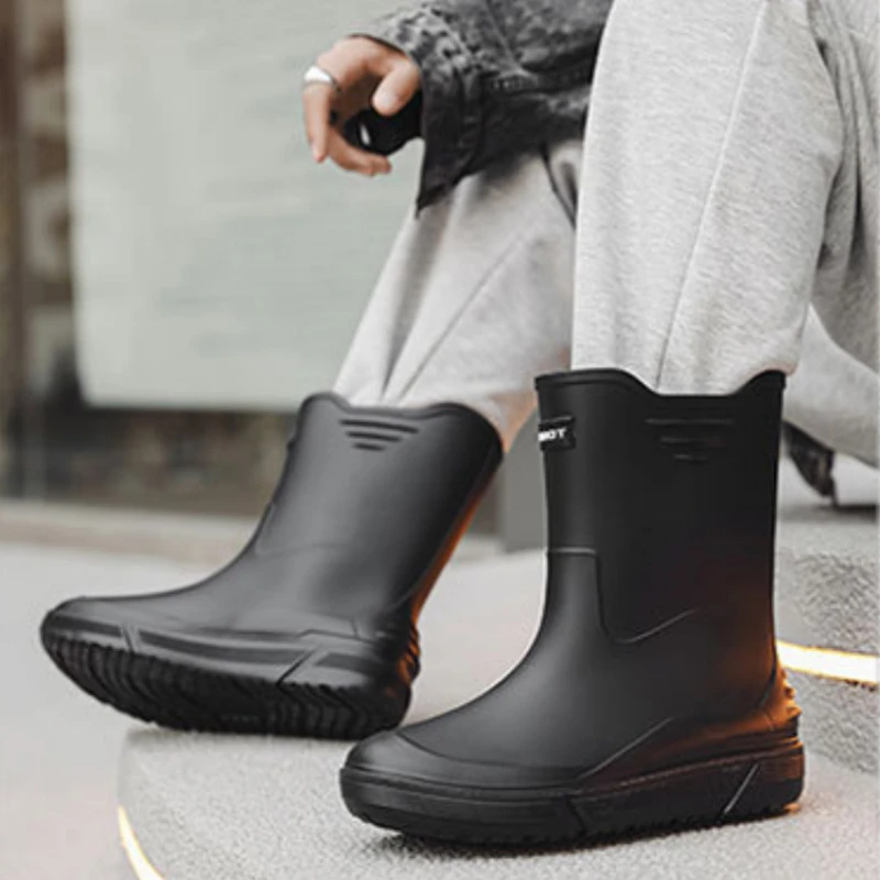 Men-Rain-Boots-Mid-calf-Boots-PVC-Waterproof-Work-Shoes-Non-slip-Rubber ...