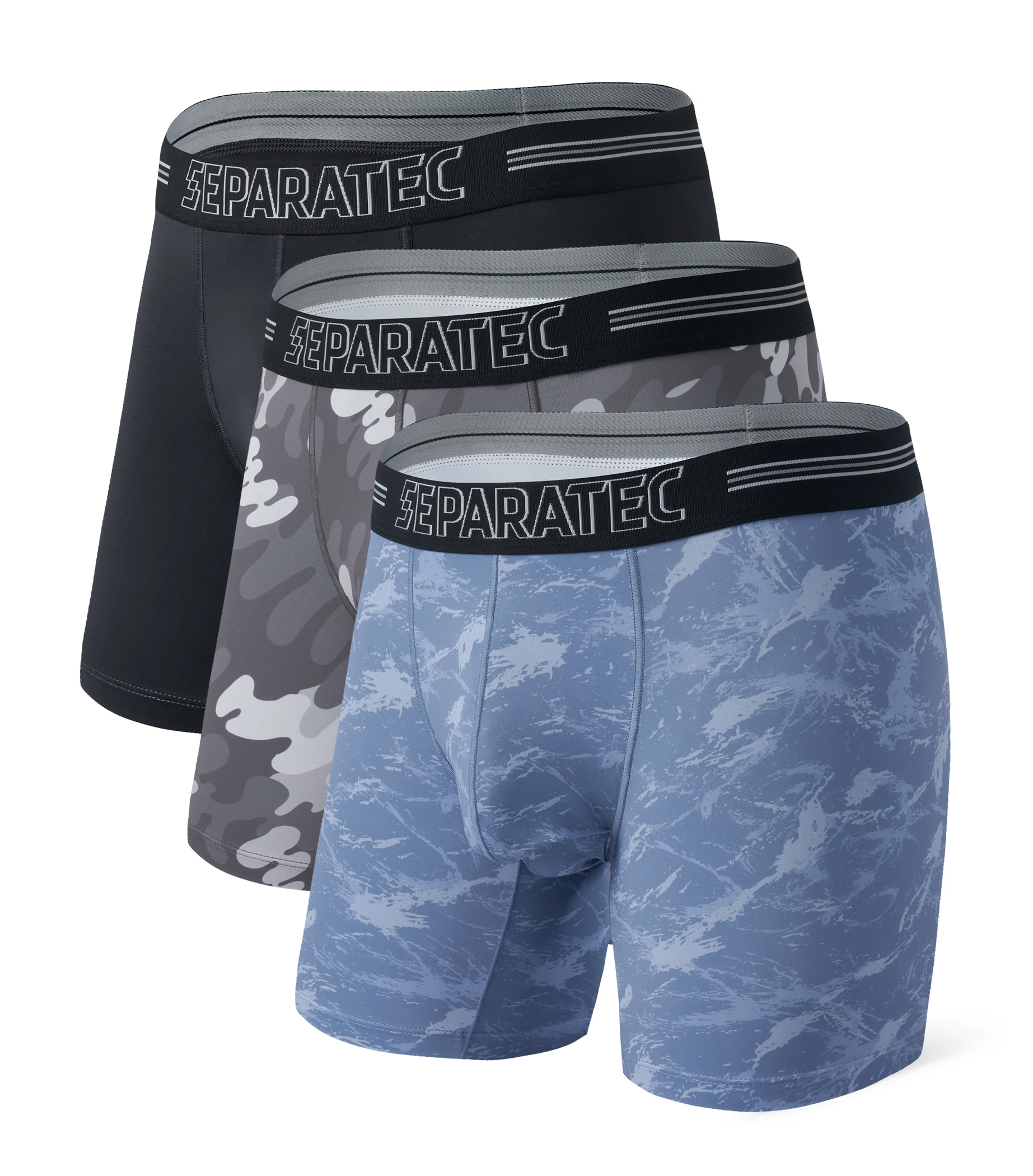 SEPARATEC Mens Underwear Boxer Brief Dual Pouch Breathable Lightweight ...