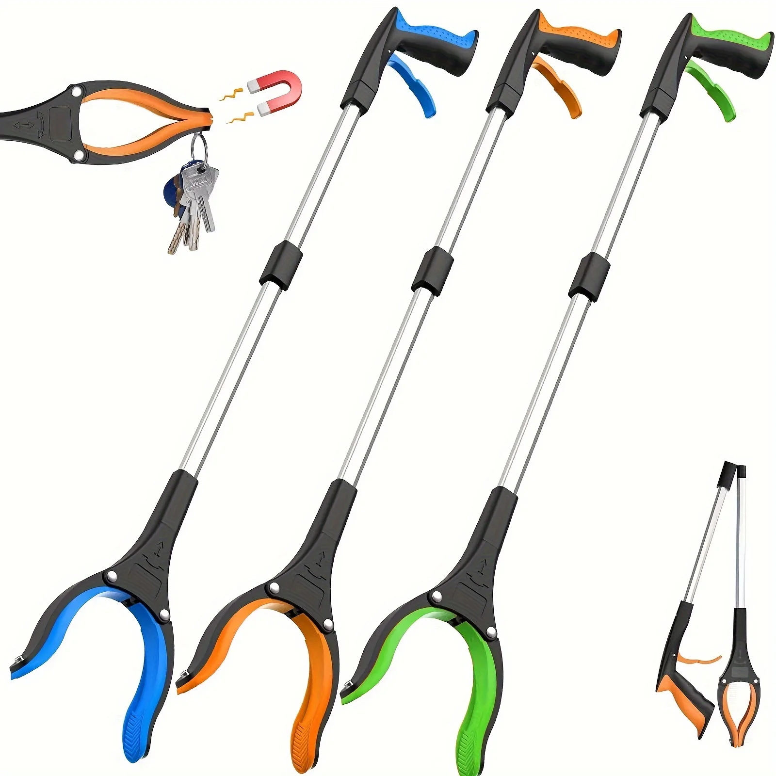 Collapsible-garbage-clips-aluminum-alloy-pole-grabbers-sanitation-tools ...