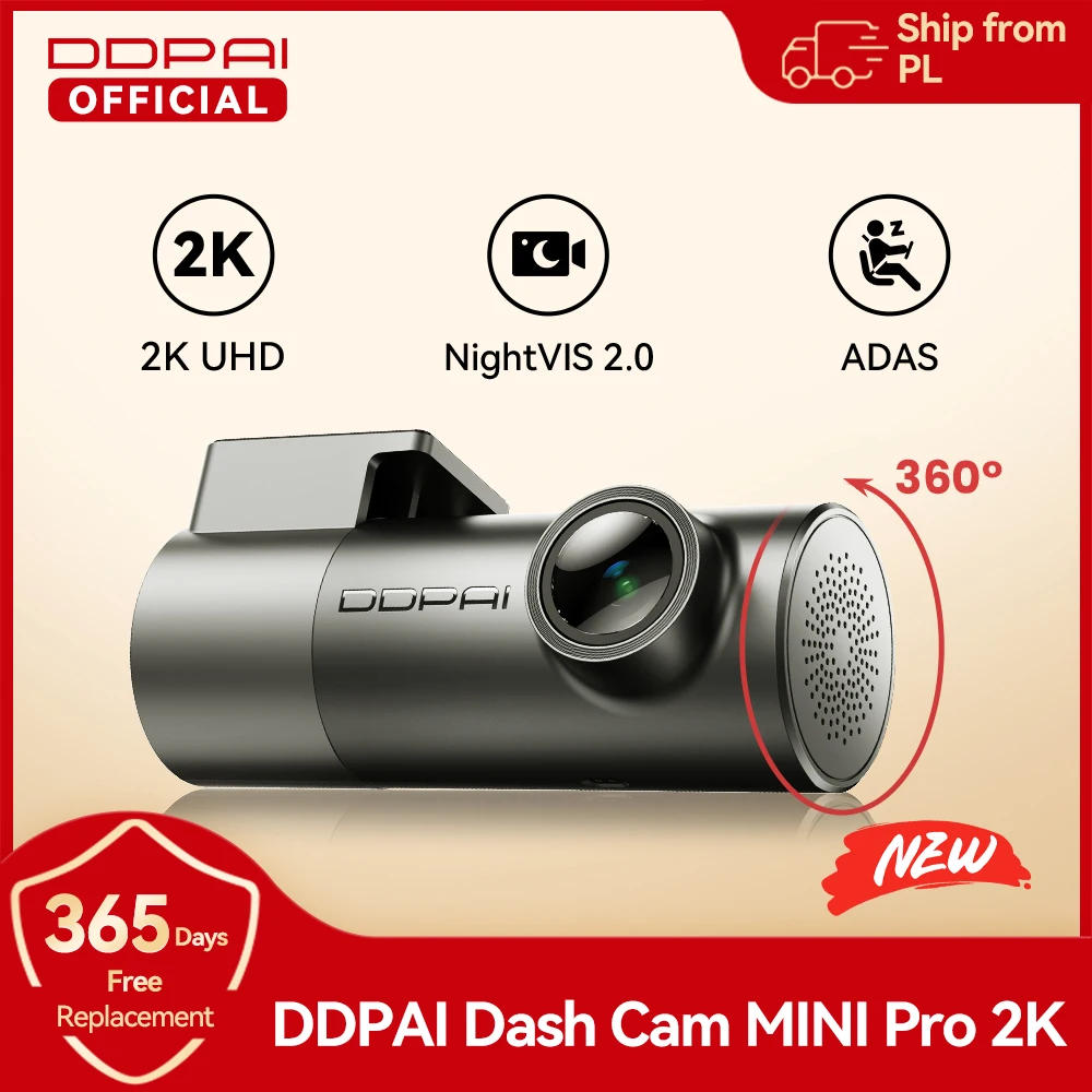 Kamera samochodowa DDPAI Mini Pro 2K z WiFi, inteligentnym sterowaniem ...