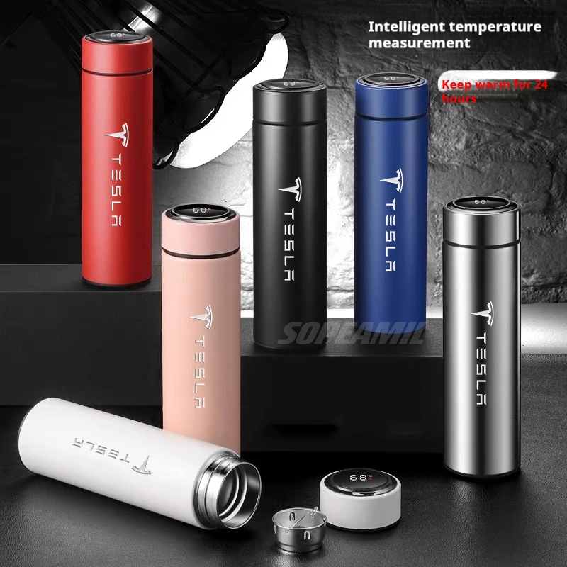 500ML Car Thermos Cup Water bottle Temperature display Vacuum Thermos ...
