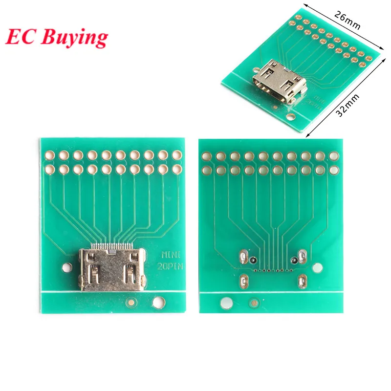 2Pcs/1pc Mini HDMI Test Adapter Board Type C Female Connector Interface ...