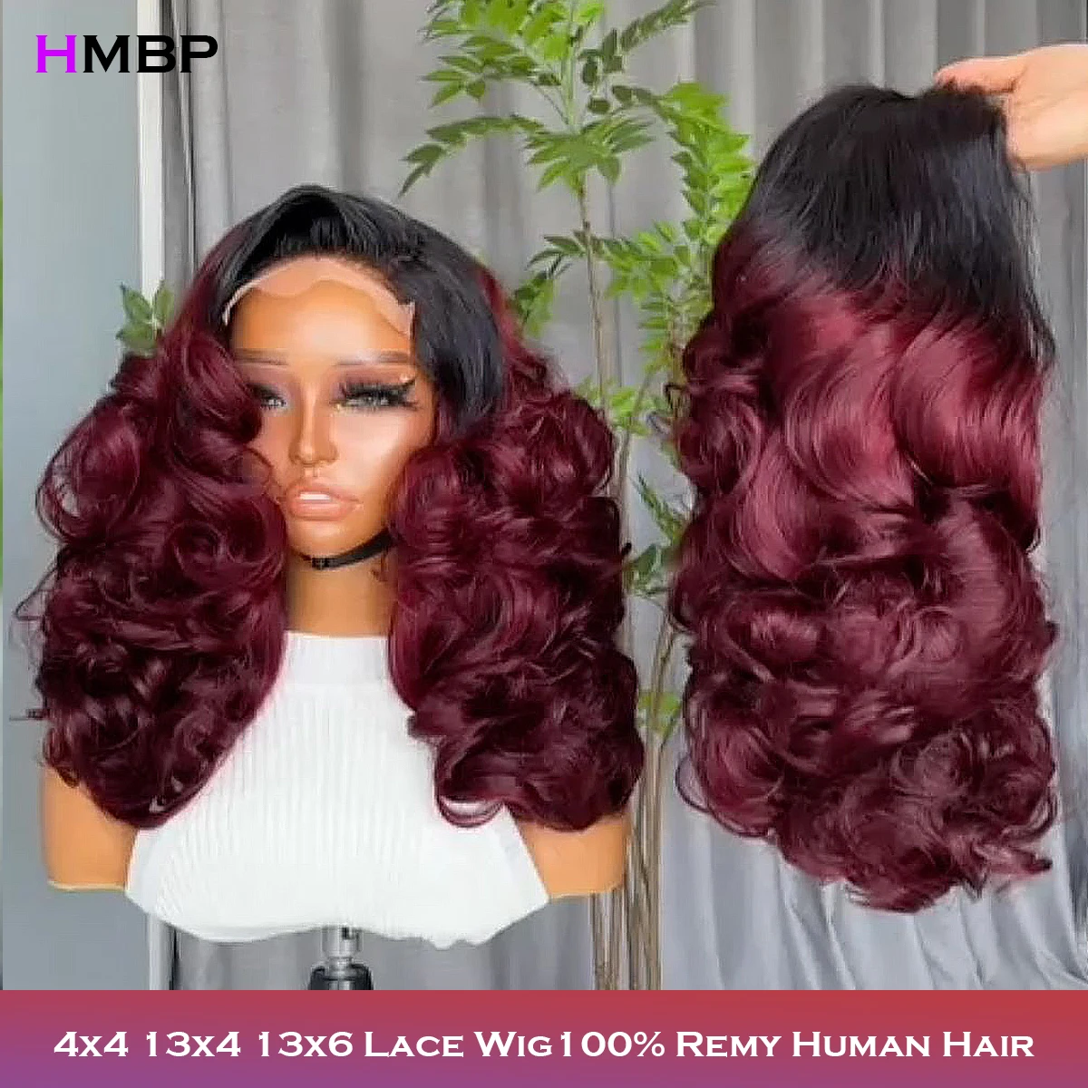 450 Density Bouncy Curly 99J Colour Glueless Lace Frontal Wig Human ...