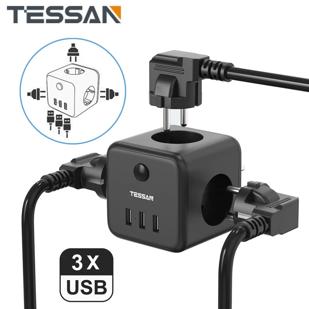 European Cube Electric Socket | Tessan Adapter Usb Plugs - Electrical ...