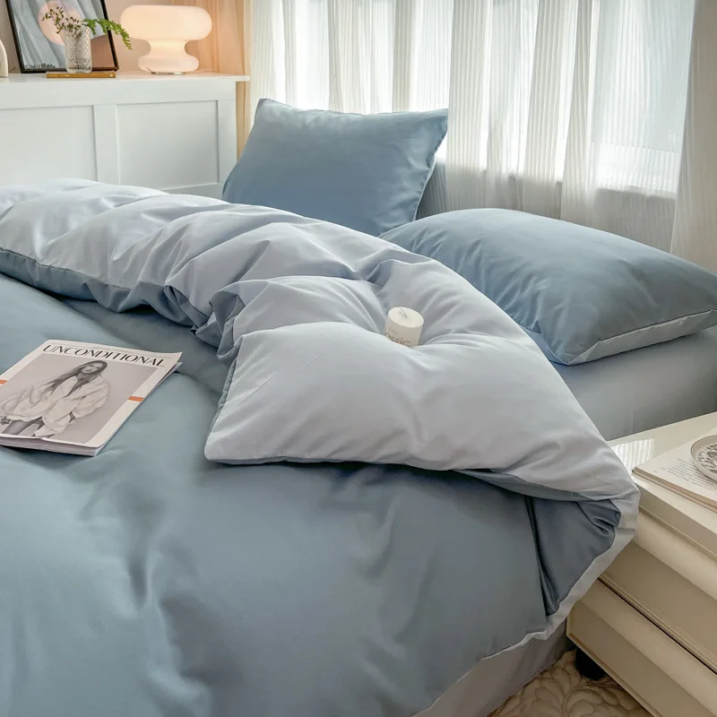Solid-Color-Four-Piece-Bedding-Set-for-Children-and-Adults-Double-Bed ...