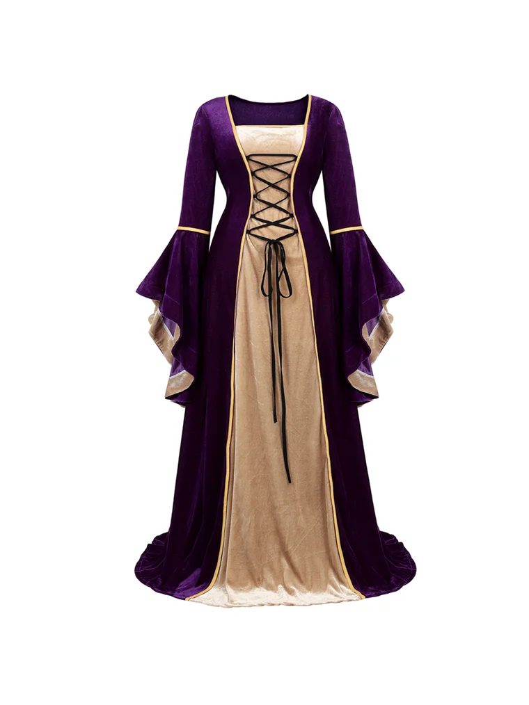European-Women-Medieval-Velvet-Long-Dress-Halloween-Costume-Michael ...