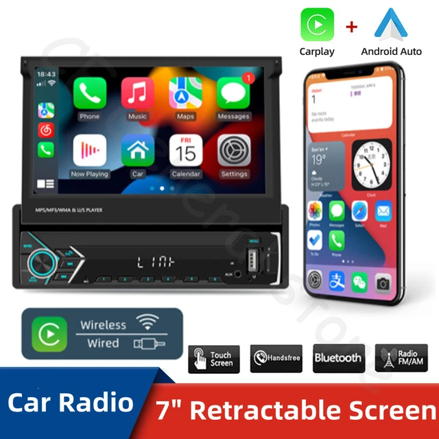 1DIN Car Radio Wireless Carplay Android Auto 7 IPS Scalable, 48% OFF