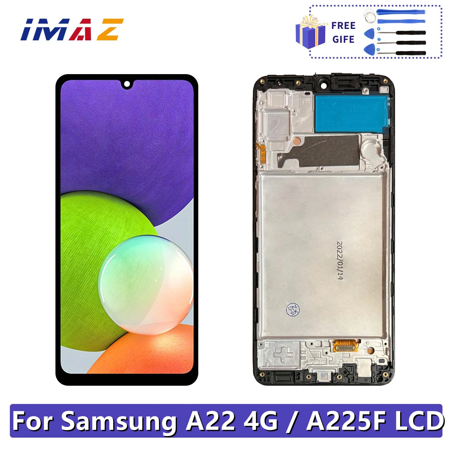 6.4 "삼성 갤럭시 A22 4G A225F A225F/DS A225M LCD 디스플레이 터치 스크린 디지타이저 어셈블리 교체 ...