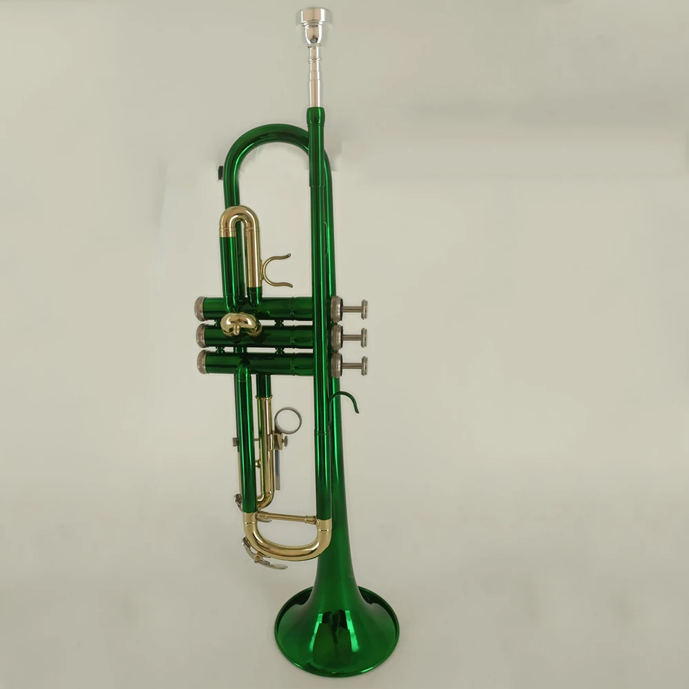 SLADE-Green-Trumpet-Colorful-Gold-Key-Brass-Trumpet-B-Flat-Trumpeta ...