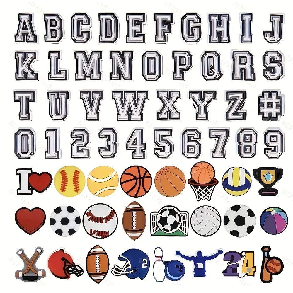50Pcs-Sports-Letters-Numbers-Charms-for-Crocs-Charms-Shoe-Decorations ...