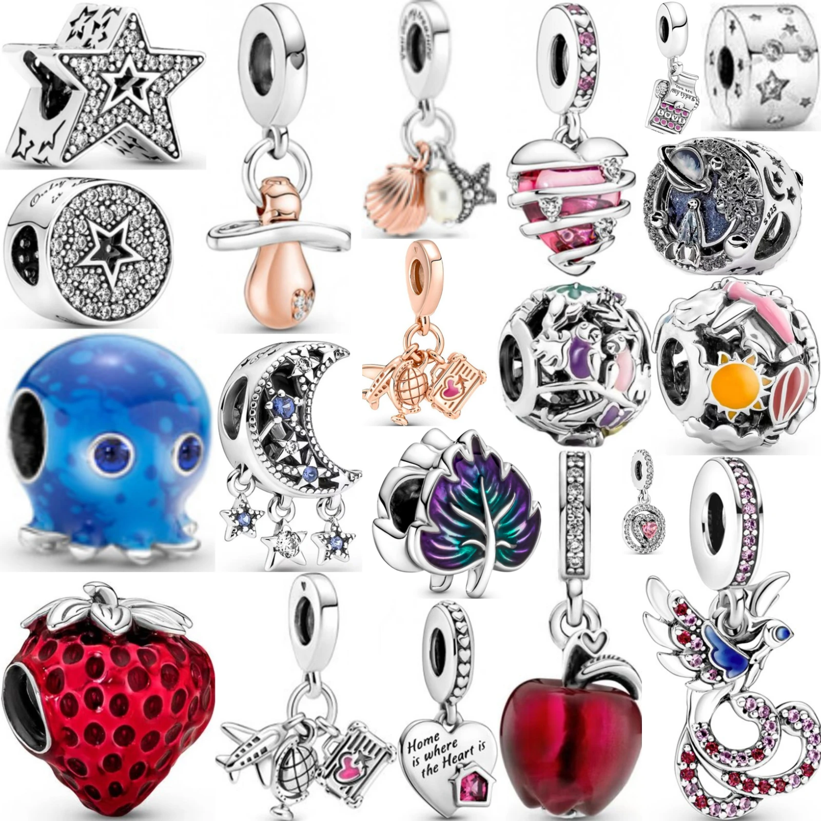 925-Sterling-Silver-Summer-Strawberry-Octopus-Beads-Pacifier-Shell ...