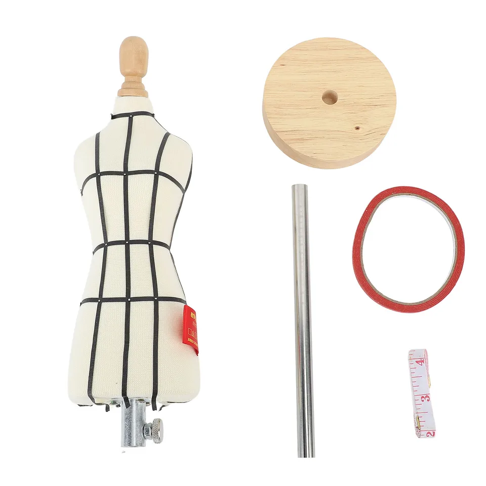Mini Female Dress Form Adjustable Mannequin – 12.2" Tall With Wooden ...