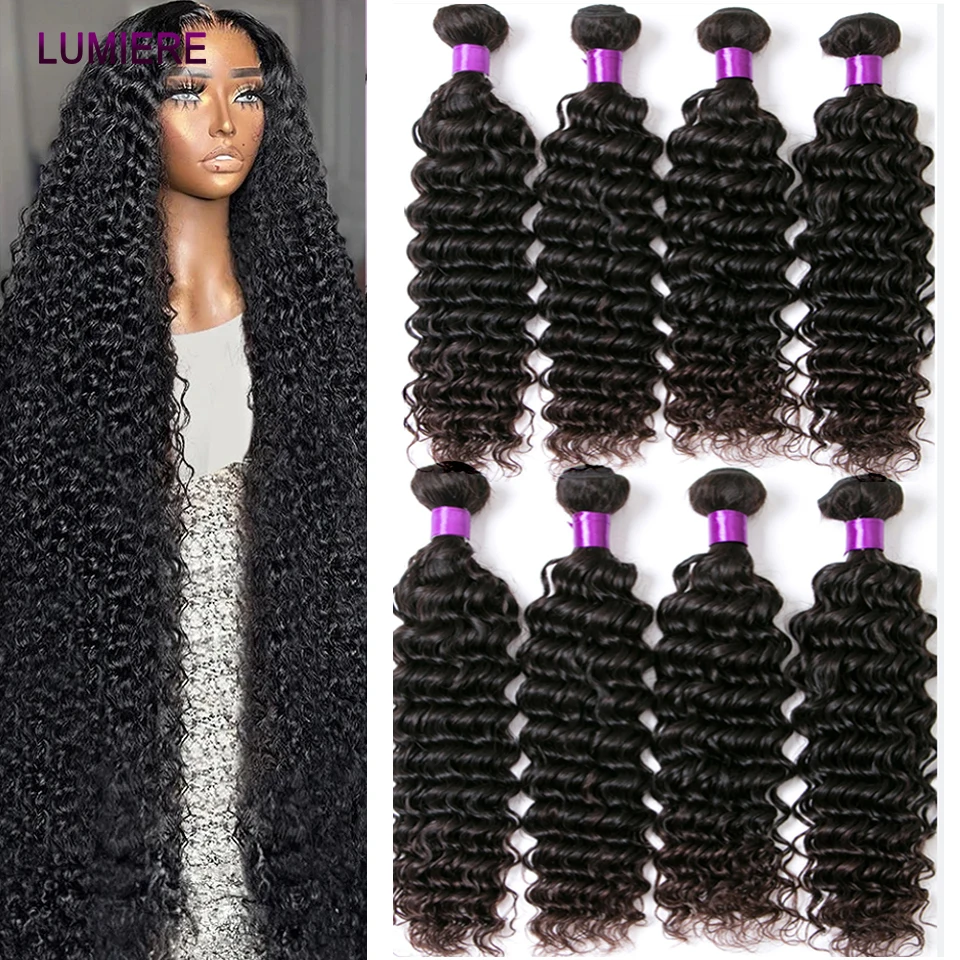 Deep Curly Wave Human Hair Bundles Brazilian Virgin Human Hair Weave ...