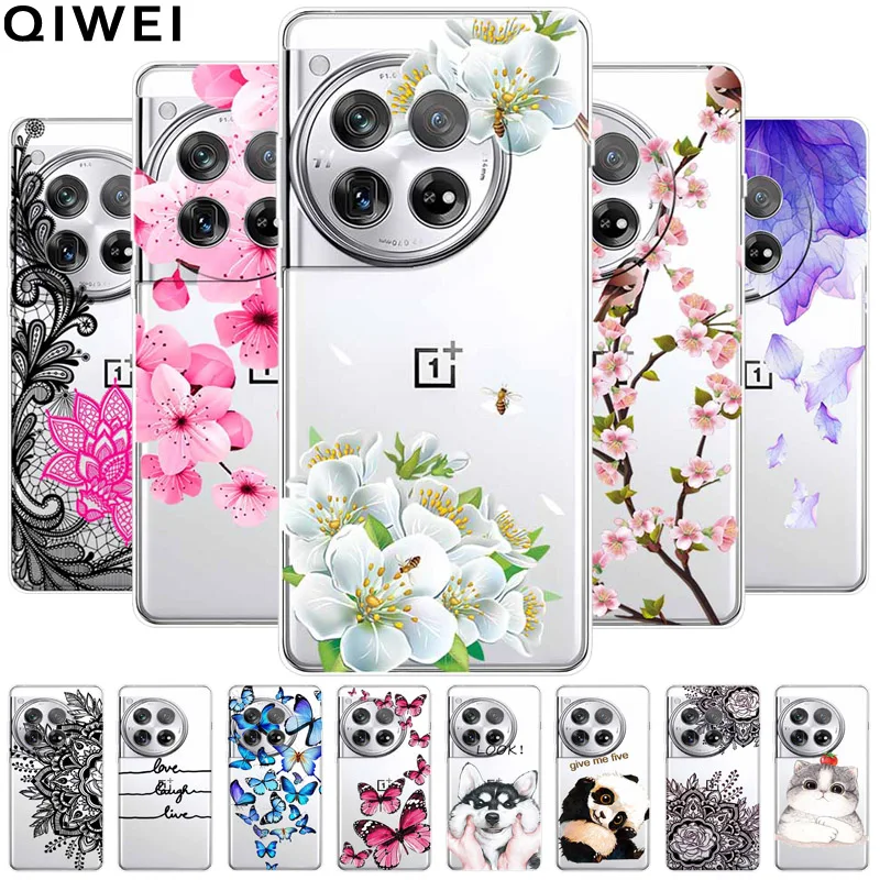 For-OnePlus-12-Case-Flowers-Clear-TPU-Silicone-Soft-Phone-Cases-for-One ...