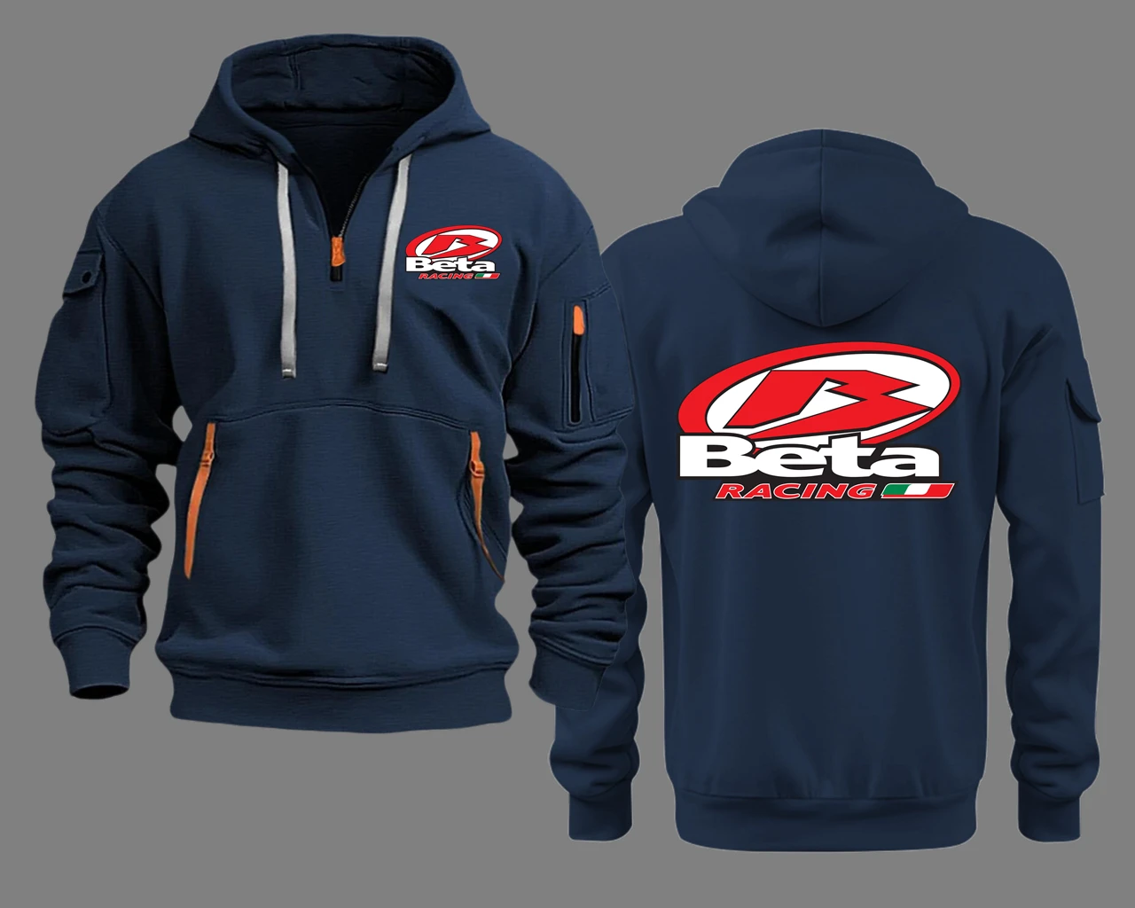 Beta Racing Motocross Semi-Zip Hooded Sweatshirt New Men's Hoodie ...