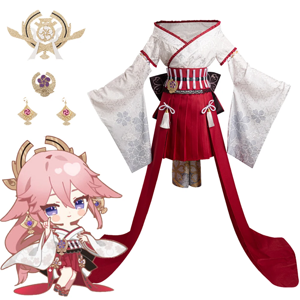 Cafe-Yae-Miko-Cosplay-Fantasy-Kimono-Suits-Cartoon-Anime-Game-Genshin ...